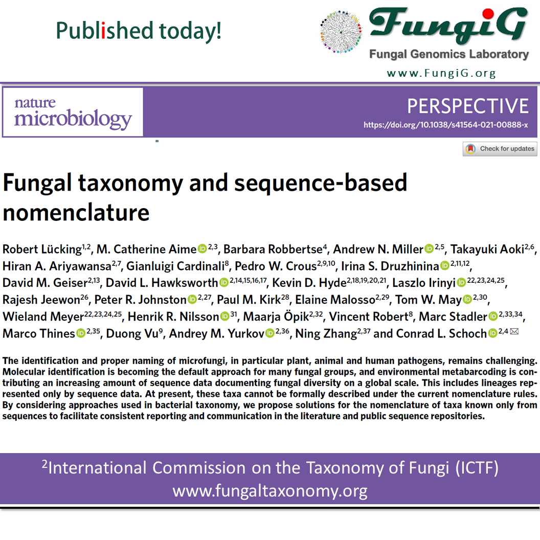 The new publications on fungal taxonomy, DNA Barcoding, and ...