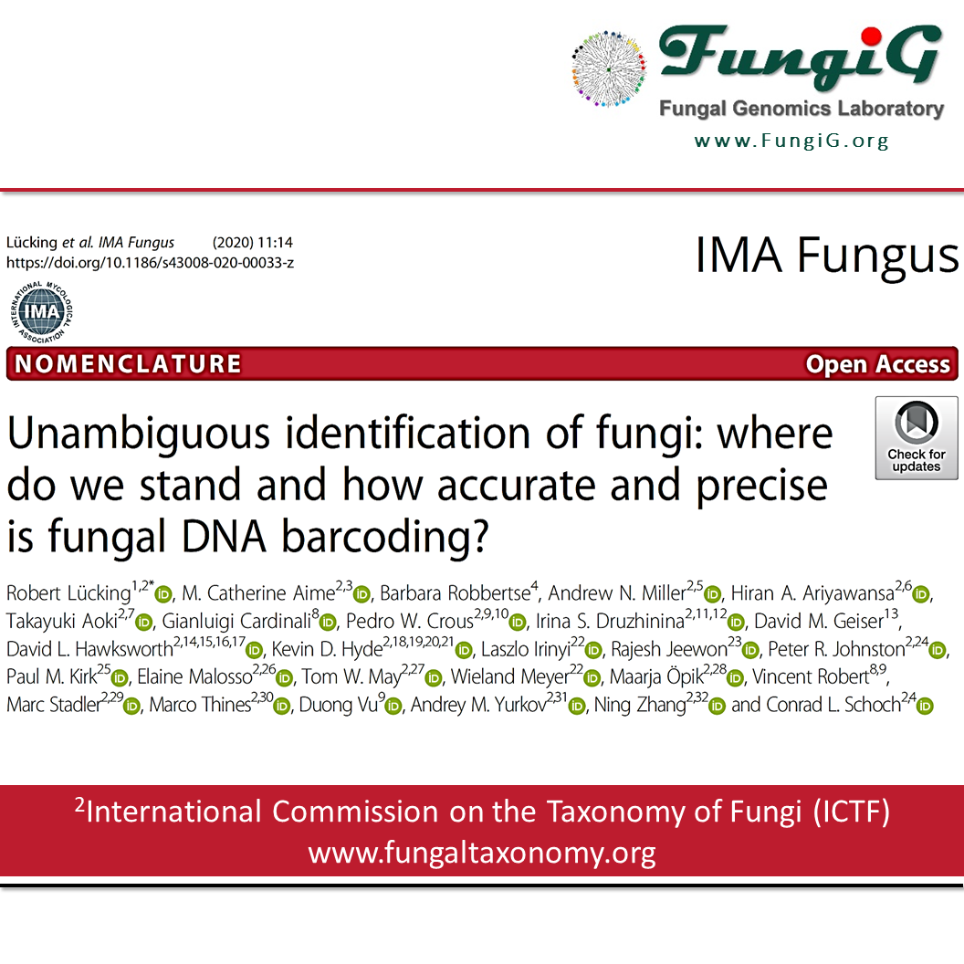 The new publications on fungal taxonomy, DNA Barcoding, and ...